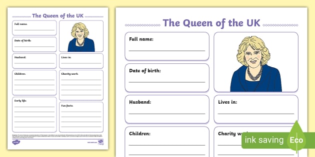 FREE! - KS1 The Queen of the UK Fact File Template - Twinkl