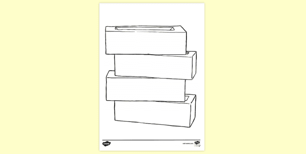 4 Bricks Colouring | Colouring Sheet (Teacher-Made) - Twinkl