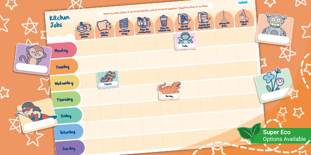 Chore Charts for Home: Kitchen (teacher made) - Twinkl