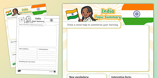 India Topic Summary Template (Teacher-Made) - Twinkl