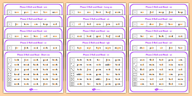 Vowel Phonemes Roll and Read Pack - Phonics Resource