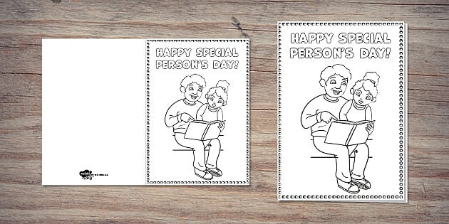 Reading Special Person's Day Colouring Card | Twinkl Party