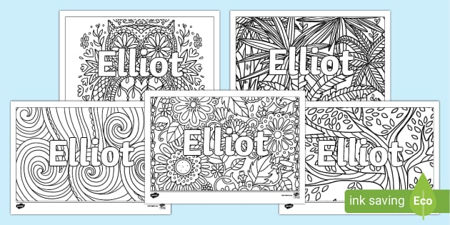Free Elliot Mindfulness Name Colouring Activity Twinkl