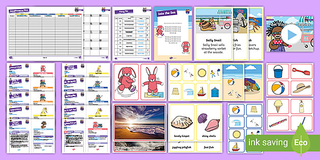 Phonics Level 1 Week 25 - Seaside Weekly Lesson Pack