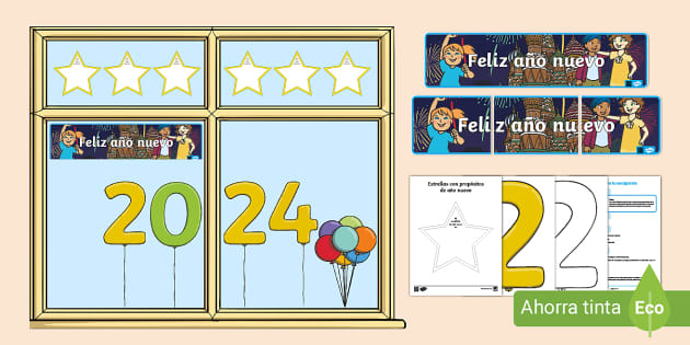 Decoración para ventana de año nuevo (teacher made)