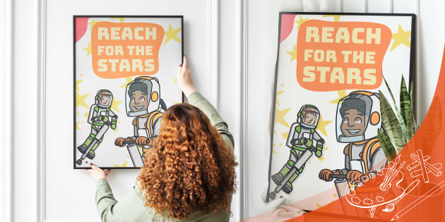 Reach for the Stars Space Themed Inspirational Poster