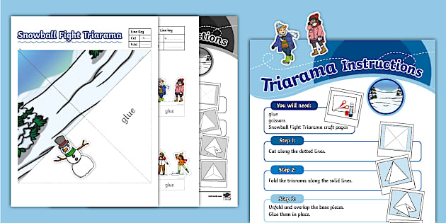 Snowball Fight Triarama Craft - Twinkl Art Template - Twinkl