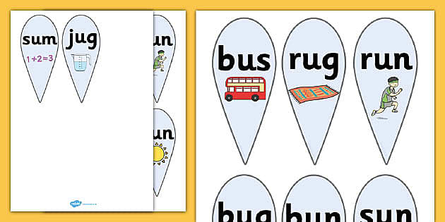 CVC Word Fans (U) (teacher made) - Twinkl