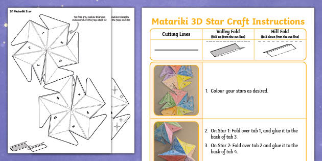Matariki Star Template | 3D Paper Craft New Zealand Resource