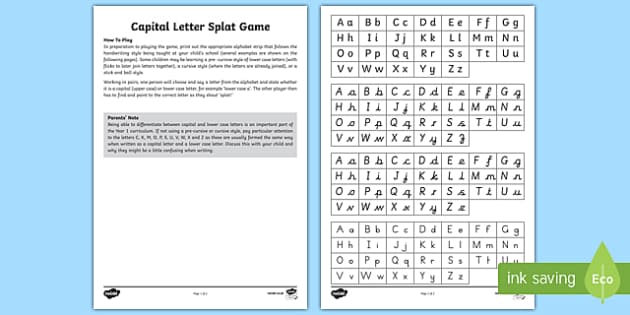 Capital Letters & Full Stop Splat Game (teacher made)