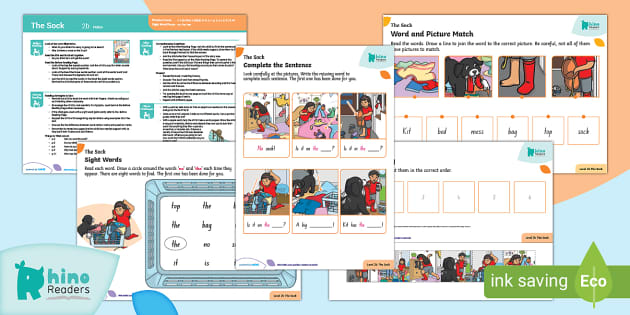 Level 2b The Sock Guided Reading Pack (teacher made)