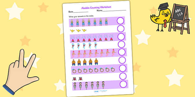 Aladdin Counting Worksheet (teacher made) - Twinkl