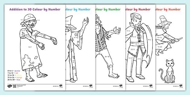 Halloween-Themed Colour by Addition (teacher made) - Twinkl