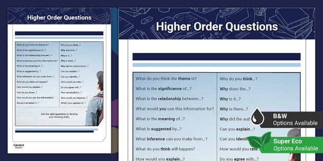 Higher Order Questions Display Poster (l'enseignant a fait) Higher Order Questions Display Poster (l'enseignant a fait)