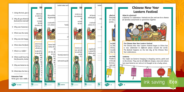 Chinese New Year Lantern Festival Differentiated Reading Comprehension