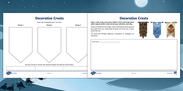 Raider's Peril: Decorative Crests Worksheet (teacher made)