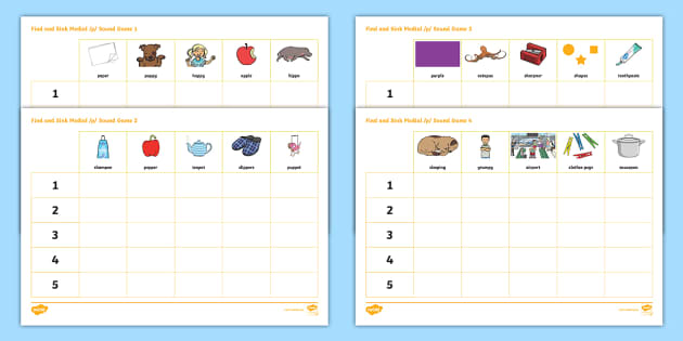 Find and Sink Medial /p/ Sound Game (teacher made)