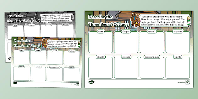 The Three Bears' Cottage Adjectives Worksheet