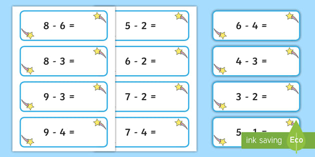 Subtraction Facts To 10 Cards Teacher Made 