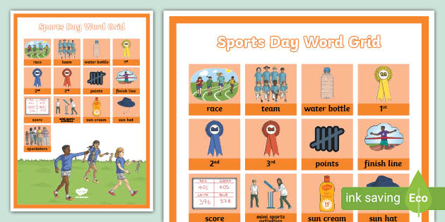 Sports Day Word Grid - ESL Sports Day Vocabulary - Twinkl