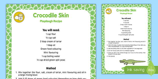FREE! - Crocodile Skin Playdough Recipe to Support Teaching on The Enormous