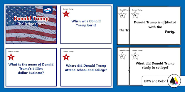 Donald Trump Biography Challenge Cards for 3rd-5th Grade