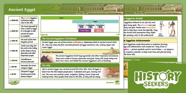 LKS2 Ancient Egypt Knowledge Organiser