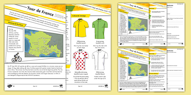 LKS2 Tour de France 2024 Differentiated Reading Comprehension Activity