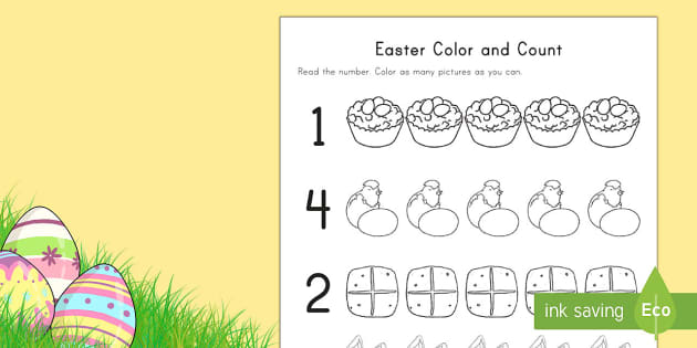 Easter Count and Color Worksheet / Activity Sheet - Easter