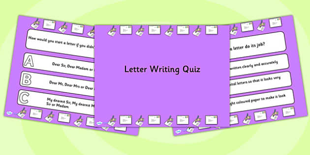 Letter Writing PowerPoint Quiz