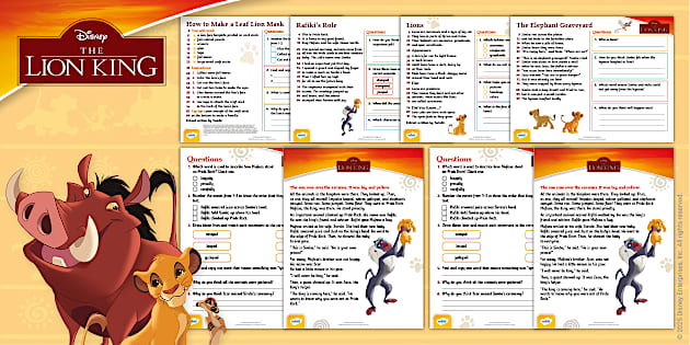 The Lion King: Reading Activity Pack for 1st-2nd Grade