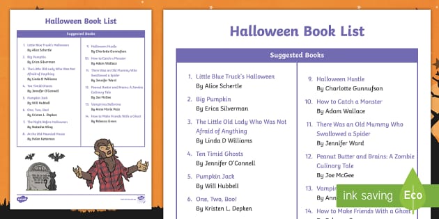 Halloween Book List (teacher made) - Twinkl
