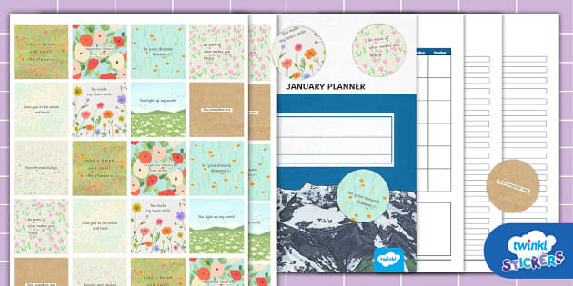 Inspirational Teacher Planner Stickers - Flower Theme