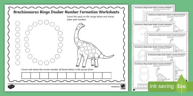 Brachiosaurus Bingo Dauber Worksheets| Twinkl Mathematics