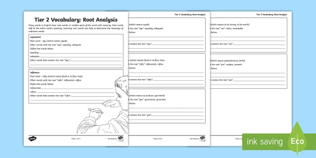 Tier 2 Vocabulary Root Words Analysis Activity - Twinkl