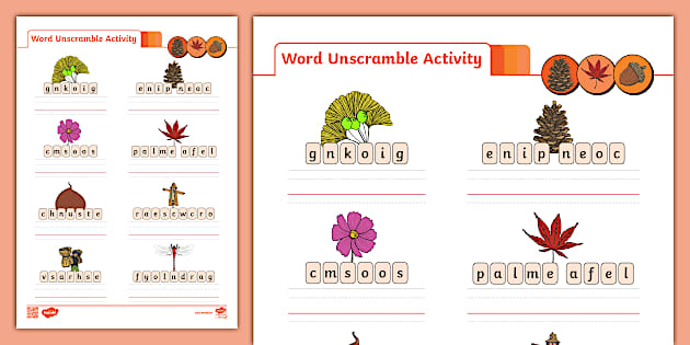 10 Teacher I Am Done ⅼ Autumn Word Unscramble Activity