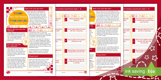 Lunar New Year Reading Comprehension (Ages 7 - 11) - Twinkl