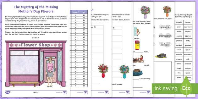LKS2 The Mystery of the Missing Mother's Day Flowers SPaG Problem ...