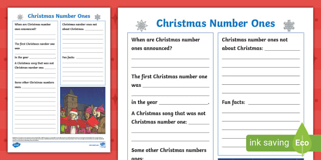 👉 Christmas Number Ones Fact File Template (teacher made)