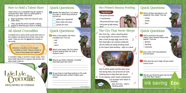 FREE! - Lyle, Lyle, Crocodile: Reading Activity Pack