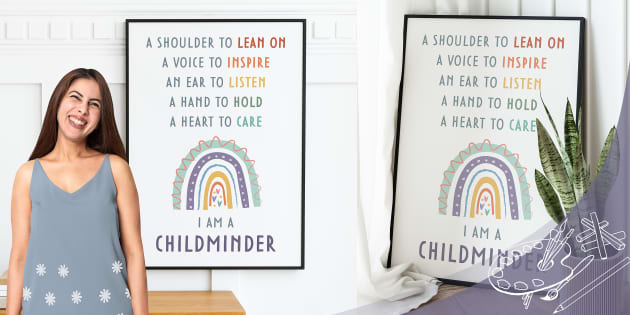 I Am a Childminder Poem Muted Rainbow-Themed Poster - Twinkl