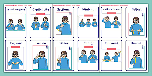 Geo Wonderers KS1 The UK BSL Key Word Cards Lesson Two