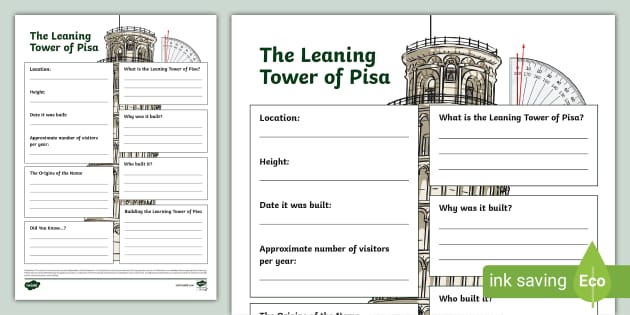 Leaning Tower of Pisa Fact File Template (teacher made)