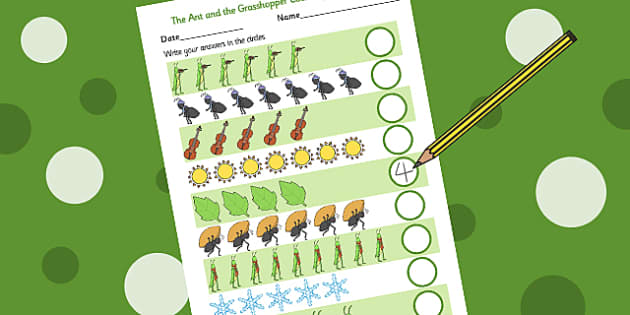 The Ant and the Grasshopper Counting Sheet - Twinkl