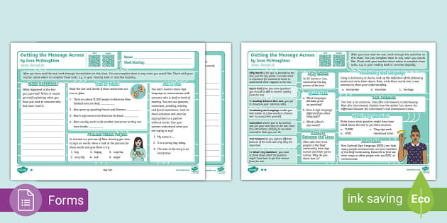 Junior Journal 62 May 2021: Getting the Message Across (Comprehension)