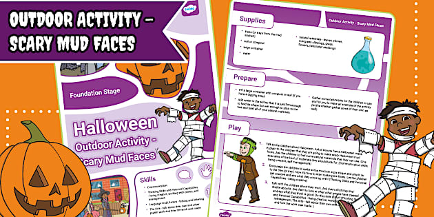 Foundation Stage Halloween Outdoor Activity - Scary Mud Faces