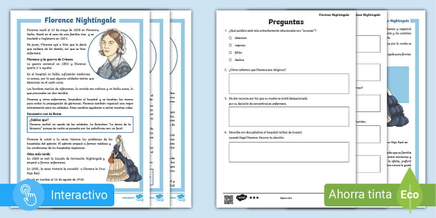 Comprensión lectora por niveles: Florence Nightingale