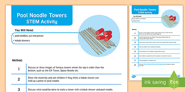 Tinker Table Pool Noodle Tower STEM Activity Pack - Twinkl
