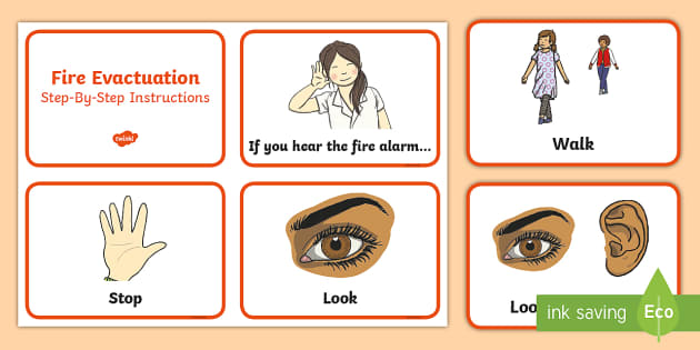 Fire Evacuation Cards Step-by-Step Instructions