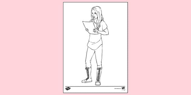 Child Girl Giving Presentation Colouring | Colouring Sheets